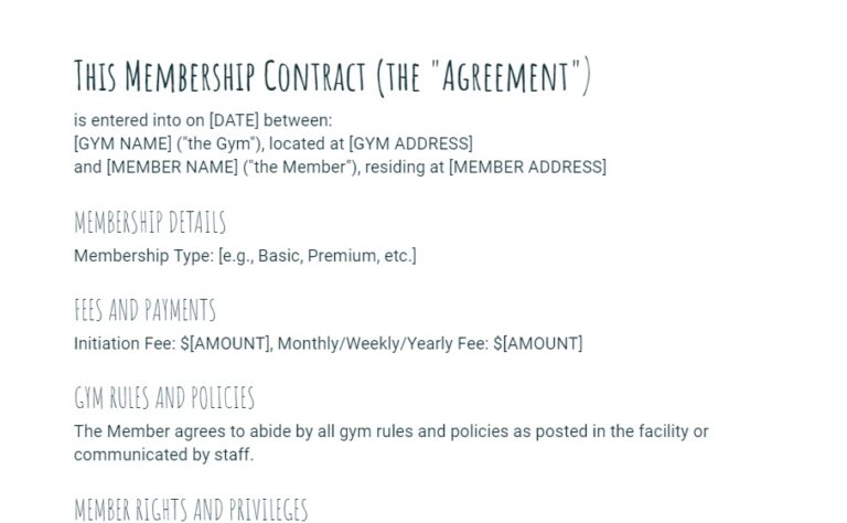 FREE Gym Contract Template (Gym Membership Contract Template) - WodGuru